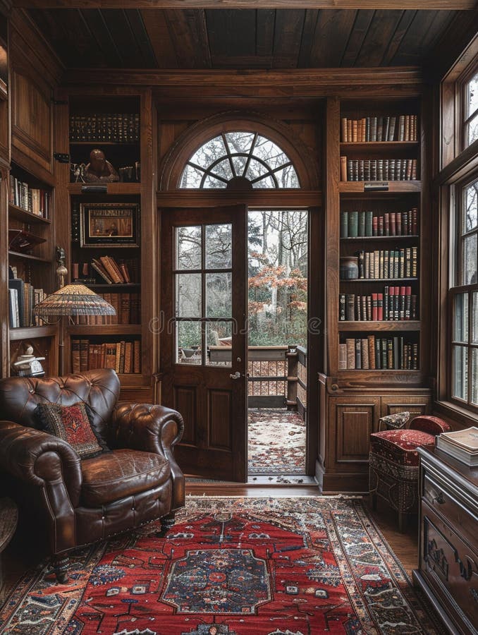 Old-world Study with Rich Wood Paneling and a Hidden Bookcase Door ...