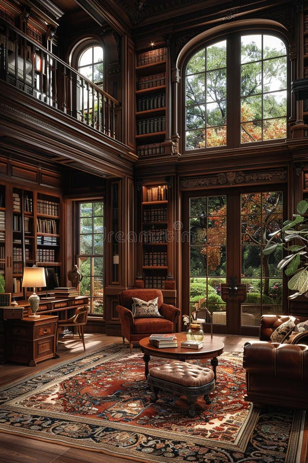 Old-world Study with Rich Wood Paneling and a Hidden Bookcase Door3D ...