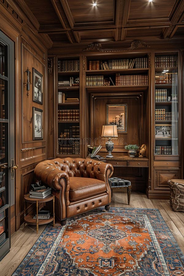 Old-world Study with Rich Wood Paneling and a Hidden Bookcase Door3D ...