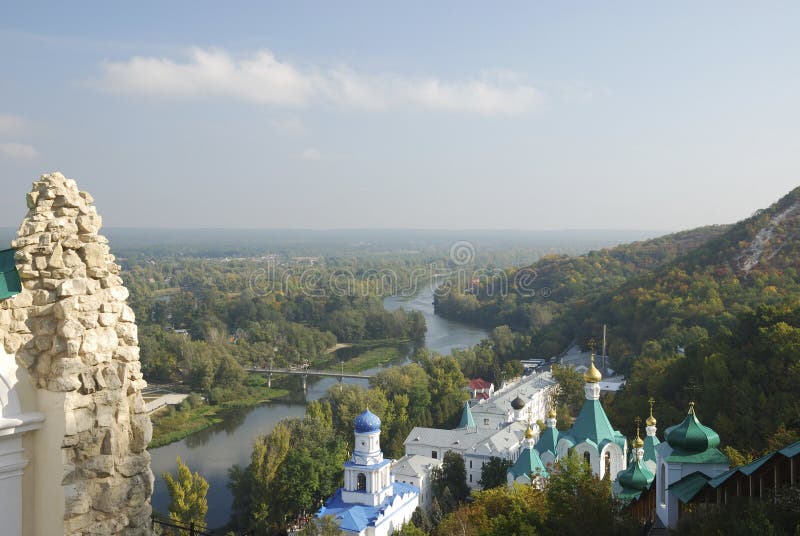 Old World Town in Rural Setting Stock Image - Image of church ...
