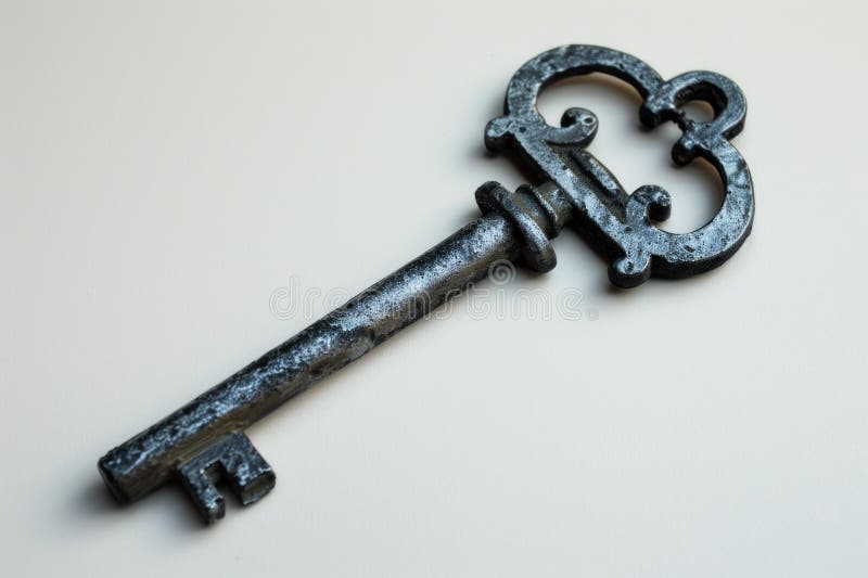 Old Worn Antique Key is Lying on a White Background Stock Photo - Image ...