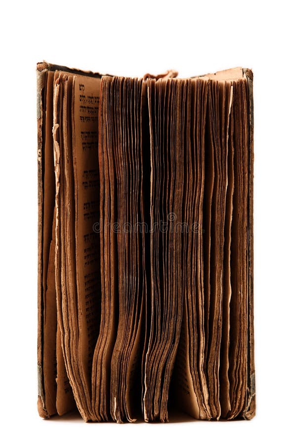 Old Worn Book Pages Isolated on White. Fore Edge of Torah. Textblock ...