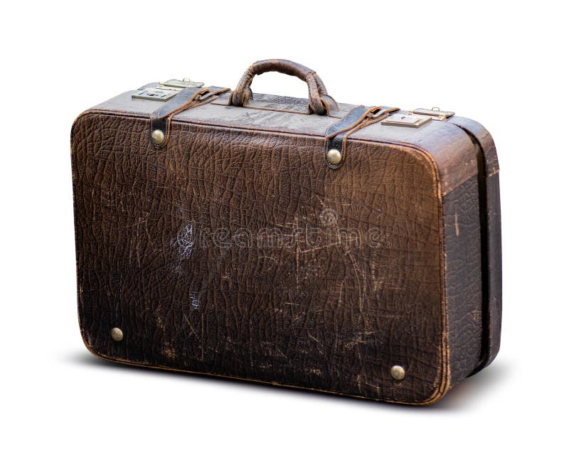 Old Worn Case Isolated on White Stock Image - Image of fashioned ...
