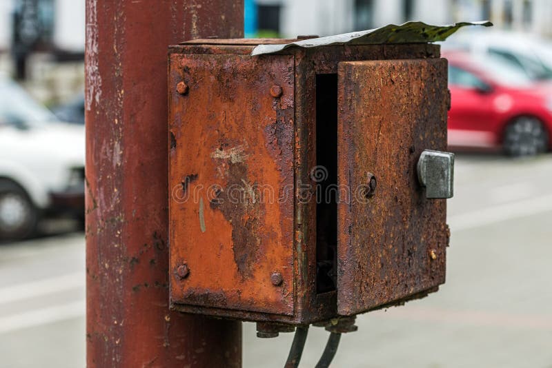 Old Worn and Corroded Electricity Box on the Street Stock Image - Image ...