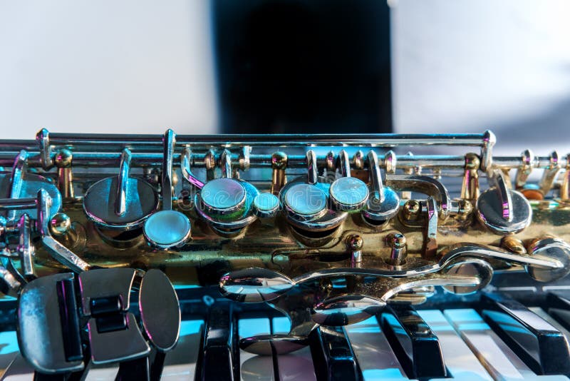 Old Saxophone Piano Keyboard Stock Photo - Image of instrument, wind ...