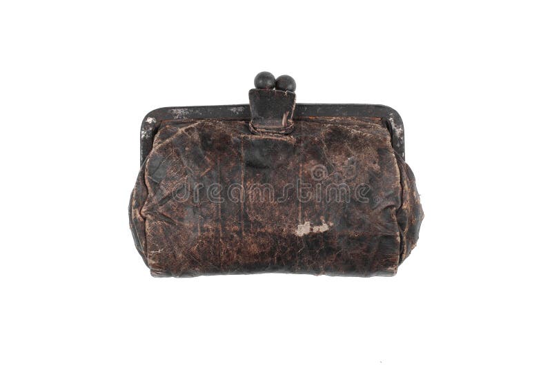 Old Worn Leather Wallet Isolated on White Stock Image - Image of female ...