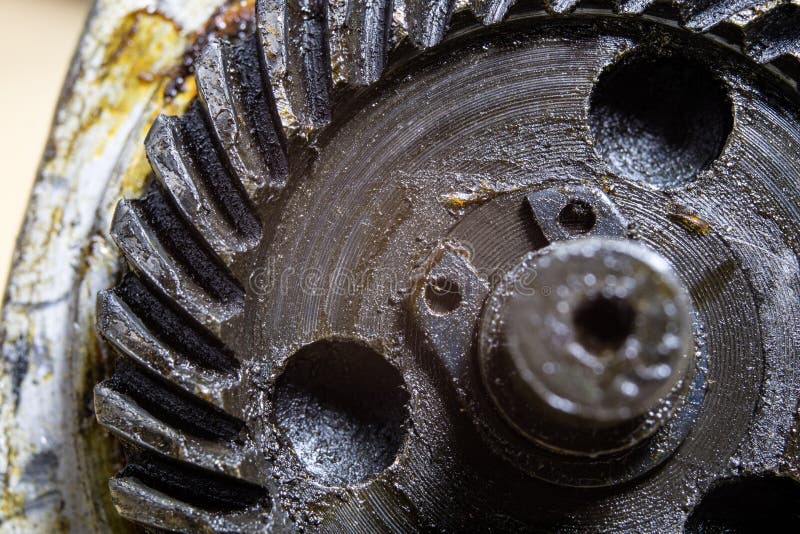 Old Worn Out Gears in an Angular Gear. Mechanical Accessories De Stock ...