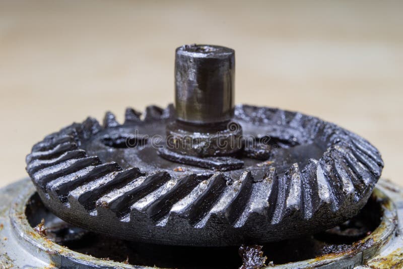 Old Worn Out Gears in an Angular Gear. Mechanical Accessories De Stock ...