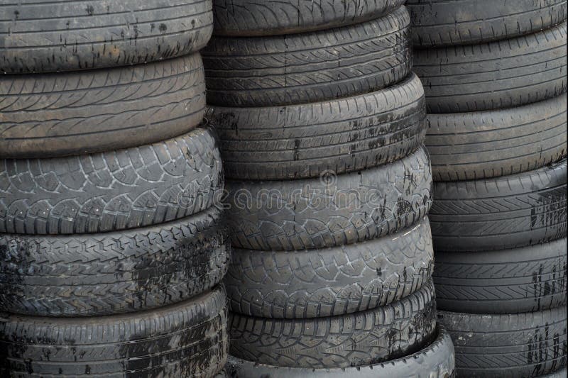 Stack of Old Rubber Tires Used Wheels for Recycling Stock Photo - Image ...
