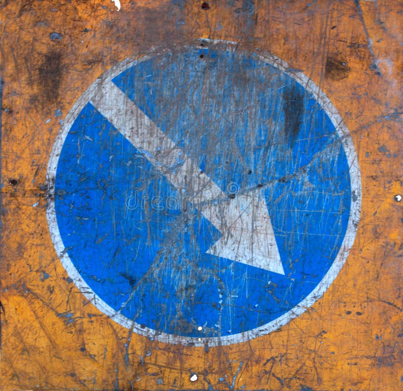 The Old Worn Road Sign Overtaking on the Right Stock Image - Image of ...