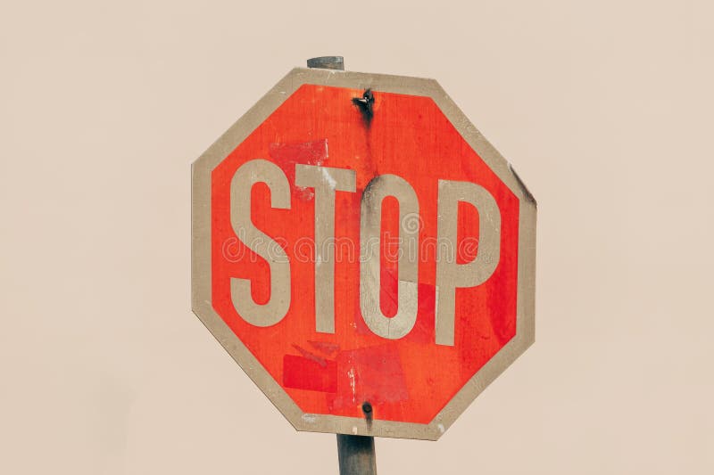 Worn Stop Sign on White Background Stock Photo - Image of attention ...