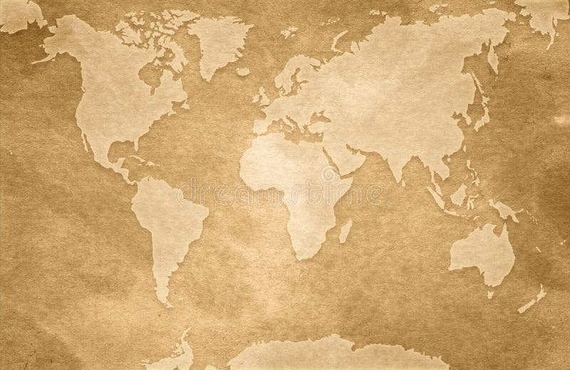 World Map on Old Yellowed Parchment Stock Illustration - Illustration ...