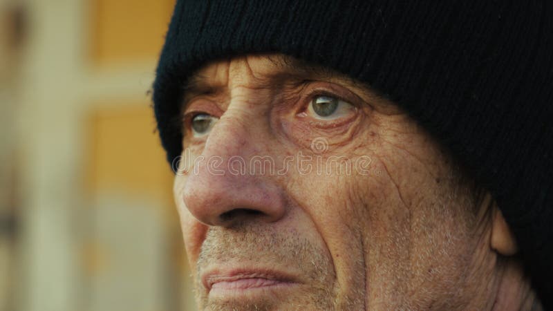 Old Worried Man Looks Around Close Up Stock Photo - Image of worried ...