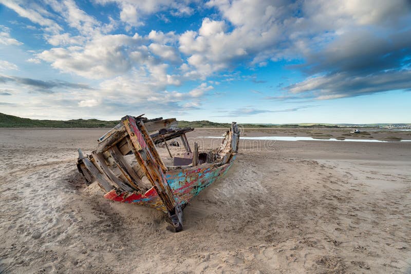 Old Wreck on the Beach stock photo. Image of landscape - 78337668