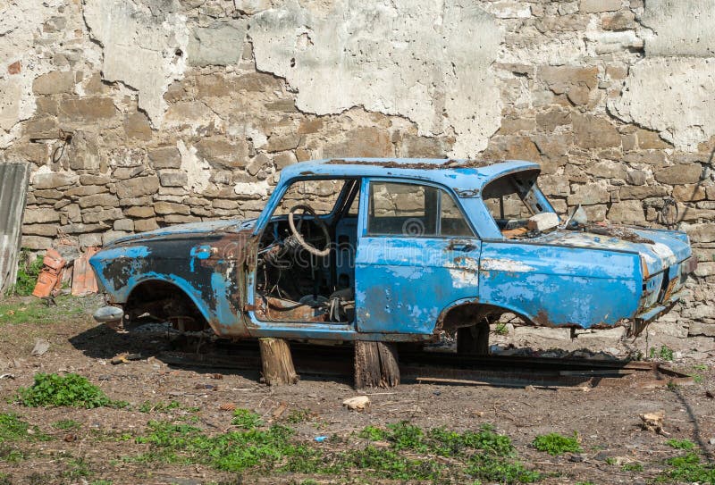 Old wrecked car stock image. Image of dump, industrial - 140585043