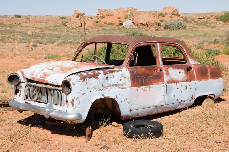 Old Wrecked Car in Outback Australia Stock Image - Image of australia ...