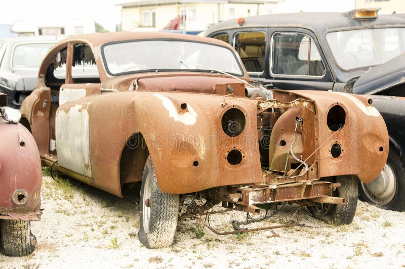 Old Wrecked Rusty British Car Stock Image - Image of abandoned, waste ...