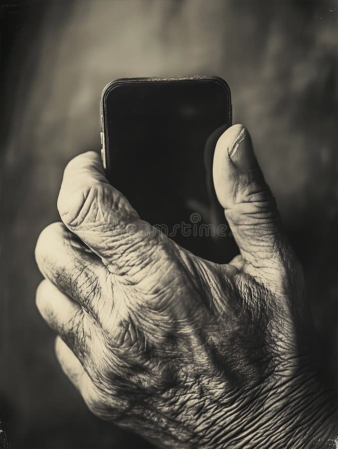 Old Wrinkled and Aged Male Hand Holding a Mobile Phone. Stock ... Old Wrinkled and Aged Male Hand Holding a Mobile Phone. Stock ...