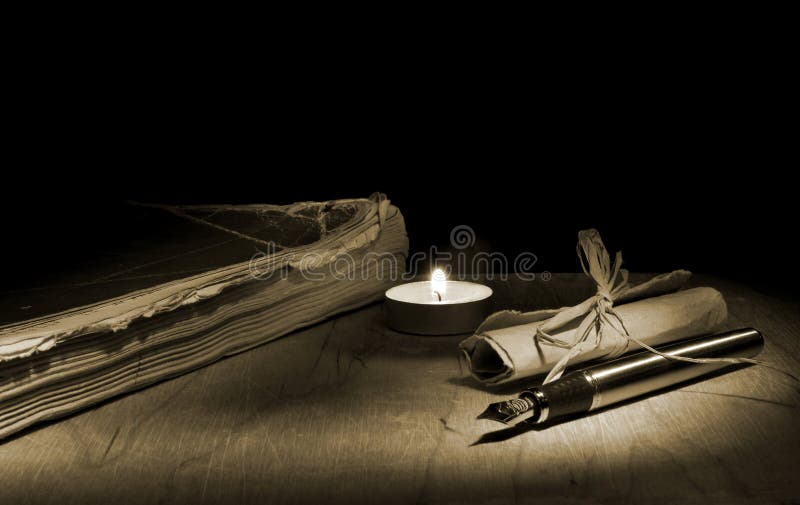 Old writing set stock image. Image of candle, parchment - 22487059