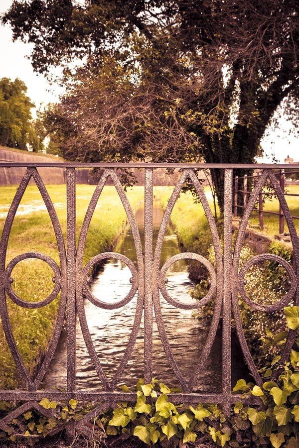 Old Wrought Iron Railing on a Walkway in Lucca Italy - Toned Image ...