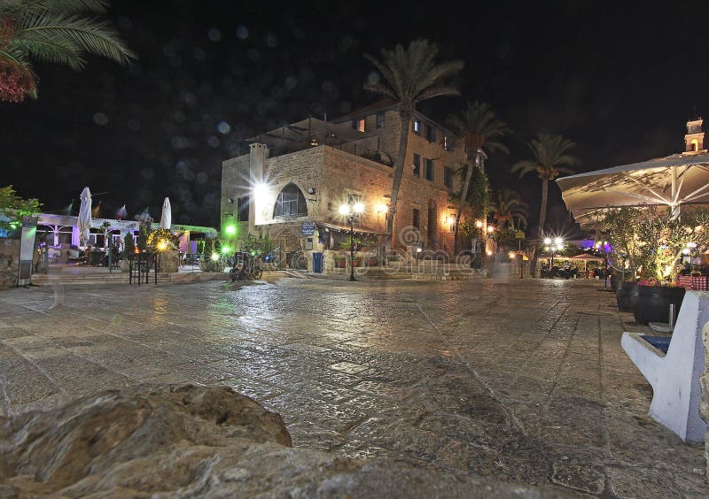 Old Yaffo by night, Israel editorial stock photo. Image of belief ...