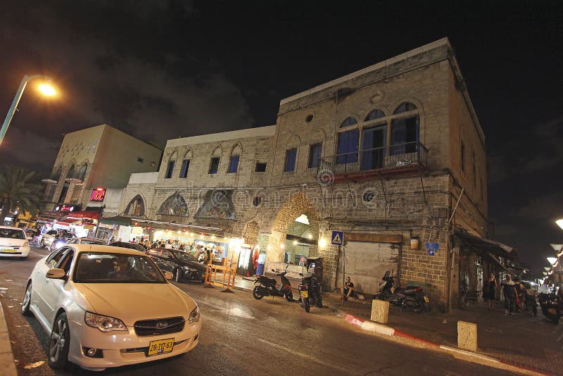 Old Yaffo by night, Israel editorial stock photo. Image of jewish ...