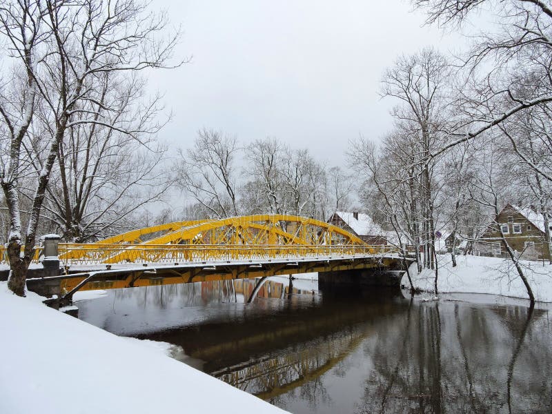 Old Yellow Bridge, Lithuania Stock Image - Image of silute, view: 87999725