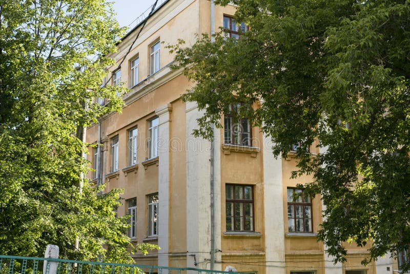 The old yellow building. stock image. Image of inside - 98979227