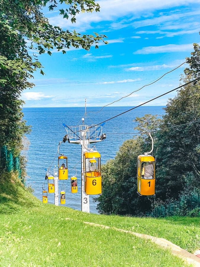 Old Yellow Cable Car on a Seaside Stock Image - Image of summer, europe ...