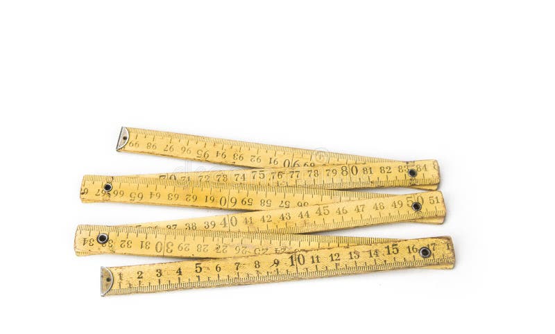 Old Yellow Construction Folding Meter on the White Background Stock ...