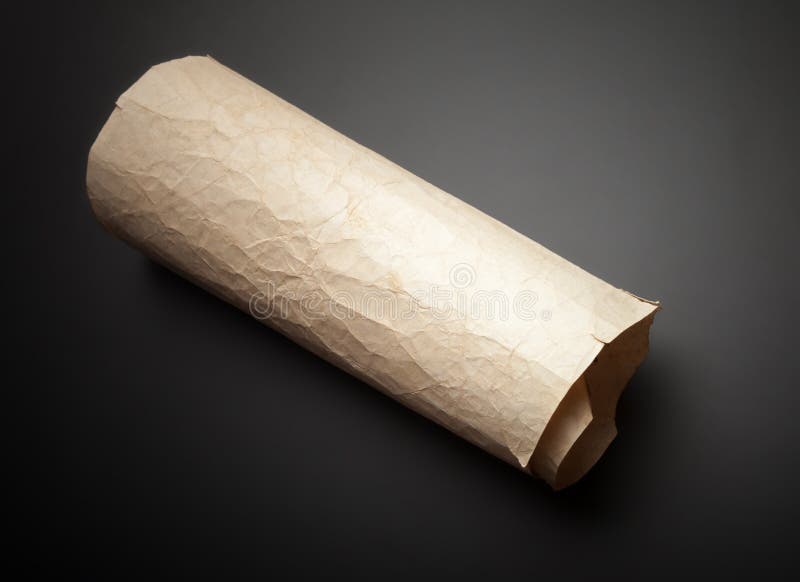 Old Yellow Crumpled Paper Roll on Black Stock Photo - Image of empty ...