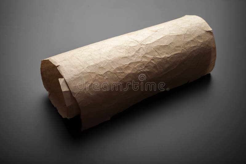 Old Yellow Crumpled Paper Scroll on Black Stock Image - Image of dirty ...