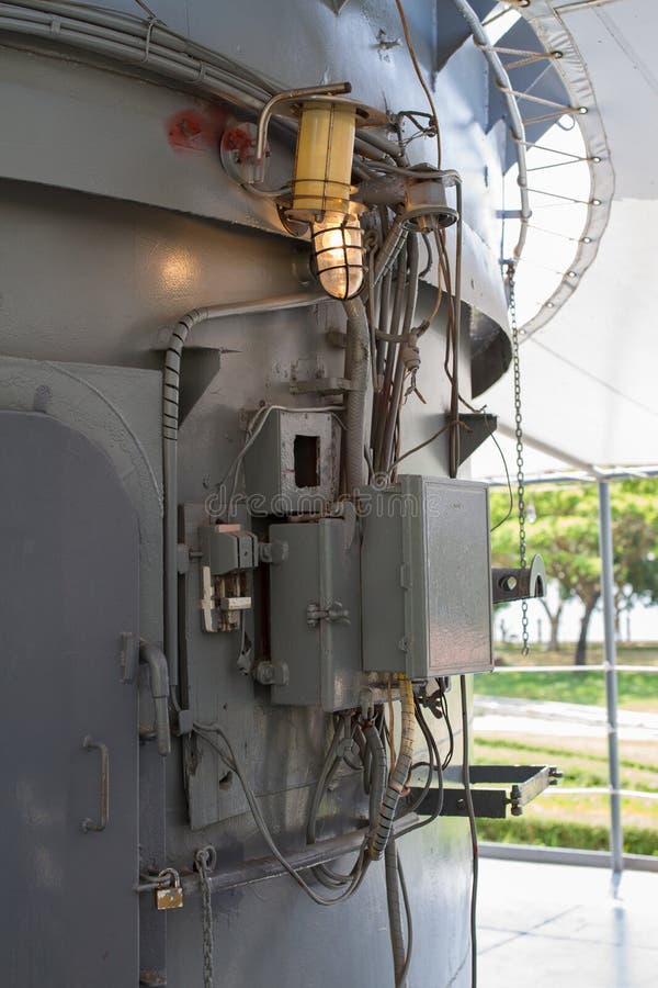 Two Old Yellow Deck Lamp Bulkhead Light. Stock Photo - Image of alert ...