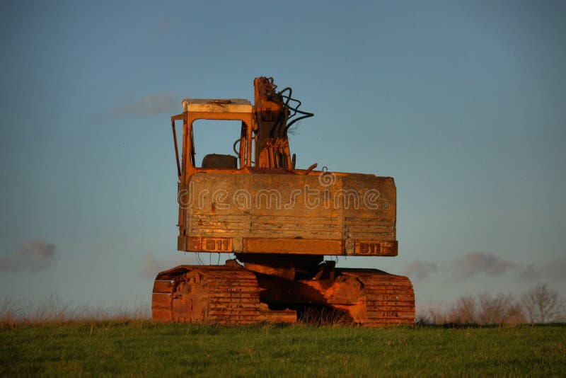 An Old Yellow Digger Sat Unloved Stock Photo - Image of caterpillar ...