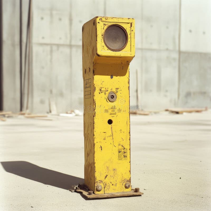 Old Yellow Measuring Device with Weathered Surface in Urban Setting ...