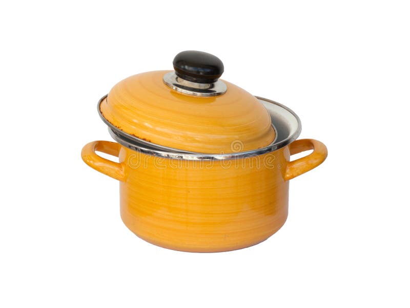 Old Yellow Metal Cooking Pot Stock Photo - Image of cooker, campfire ...