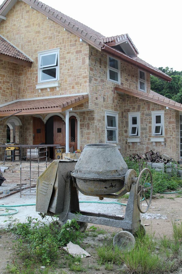 Mortar Mixer in Construction Site Stock Photo - Image of mortar ...