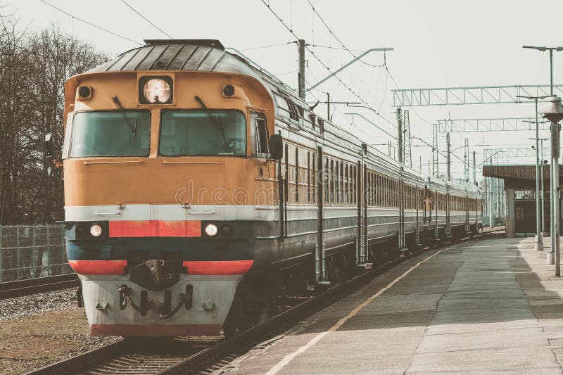 Yellow diesel train stock photo. Image of toned, speed - 100074846