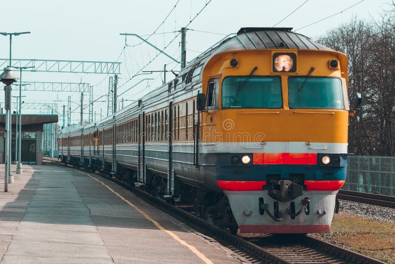 Yellow diesel train stock image. Image of track, locomotive - 107199919
