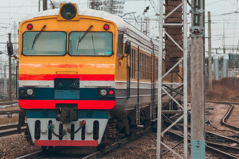 Yellow diesel train stock image. Image of track, technology - 107616185