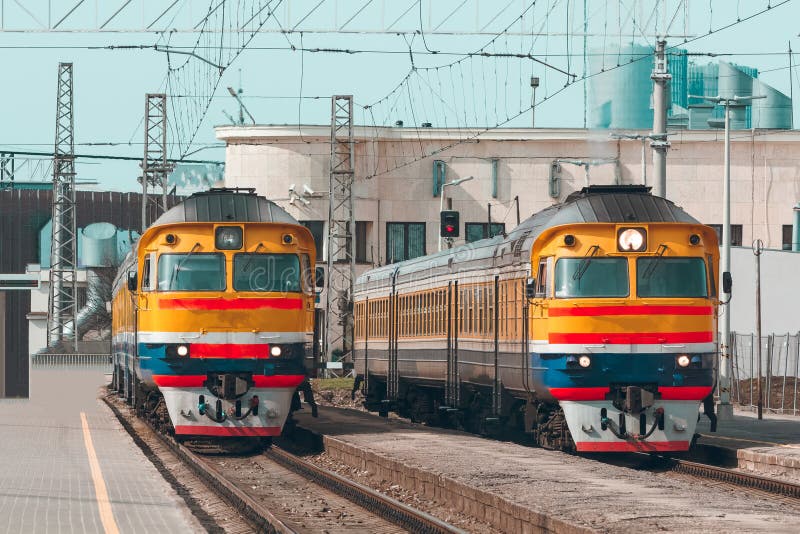 Yellow diesel train stock image. Image of transit, railroad - 117079437