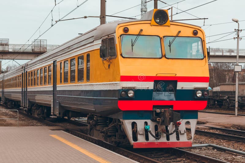 Yellow diesel train stock image. Image of railroad, motion - 99617713