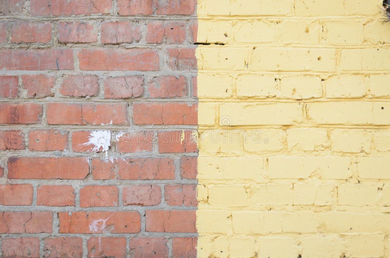 Old Yellow and Red Brickwork with Different Defects Stock Photo - Image ...