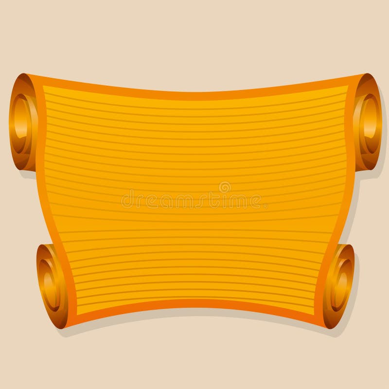 Old Yellow Scroll with Lines Rolled Up and Down on Gray Background ...