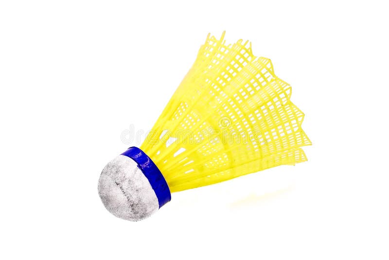 One Yellow Shuttlecock Isolated on Blue Stock Photo - Image of deep ...