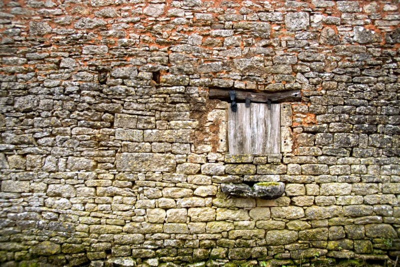 Old Yellow Stone Wall with Close Window (3) Stock Image - Image of ...