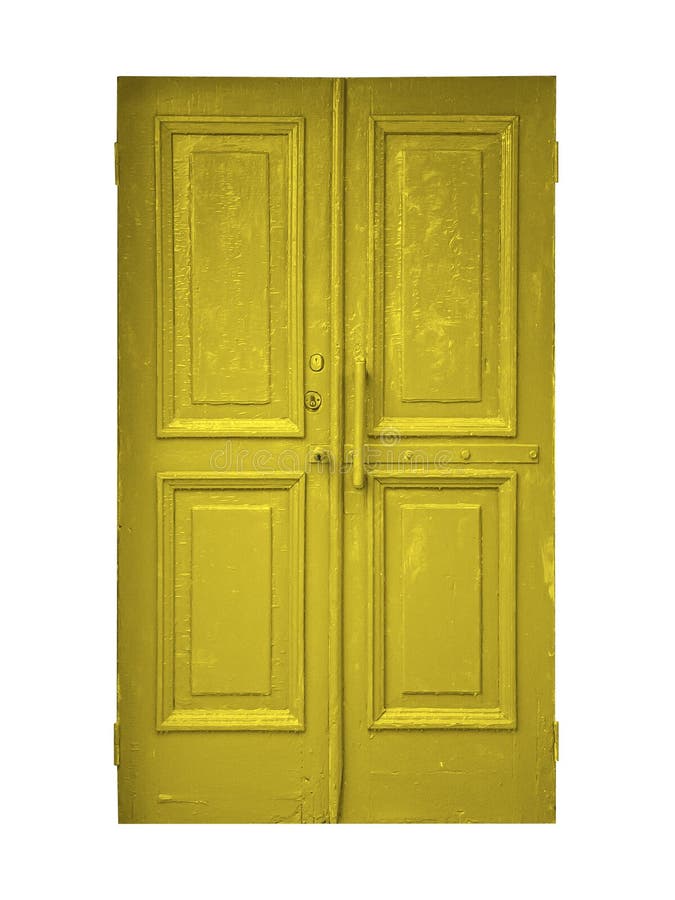 Old Yellow Textured Wooden Doors is Isolated on White Background Stock ...