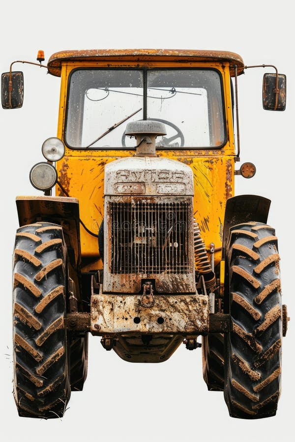 An Old Yellow Tractor Parked on the Side of a Road, Possibly Abandoned ...