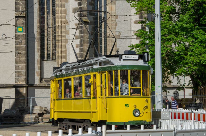 Old Yellow Tram in Gorlitz, Germany Editorial Stock Image - Image of ...