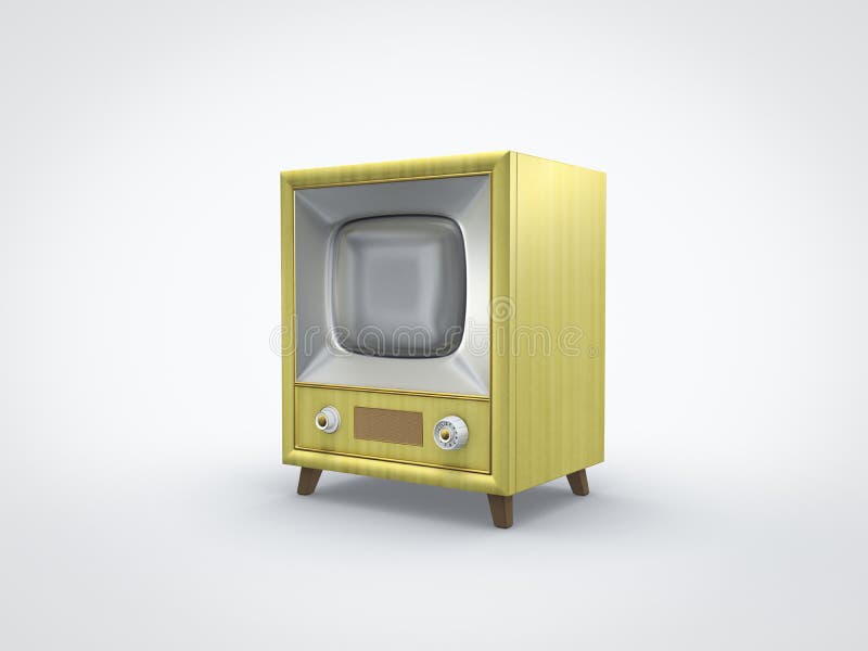 Old Yellow TV Perspective View Stock Illustration - Illustration of ...